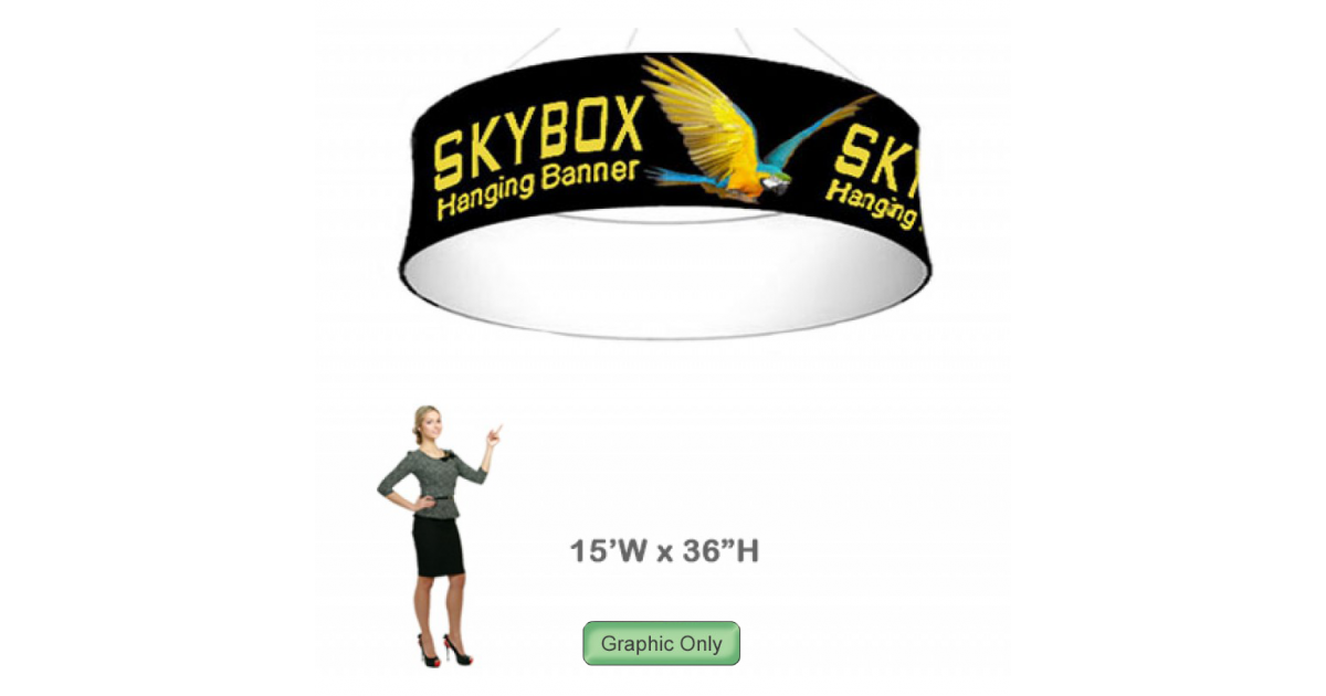 Graphic Round Ceiling Banner Skybox 36h x 15ft - Custom Print