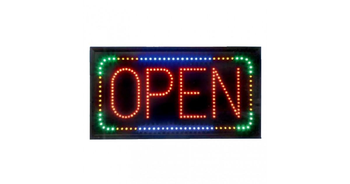 Animated LED Open Sign with Multicolored Border