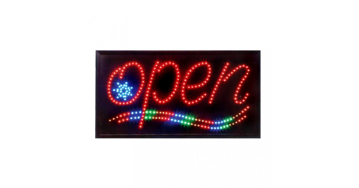 Animated LED Open Sign 28 x 15 inch Red, Blue and Green