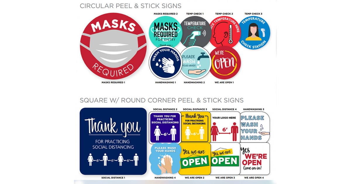 Pre-Designed Peel & Stick - Wall & Window Signs - Covid Signs