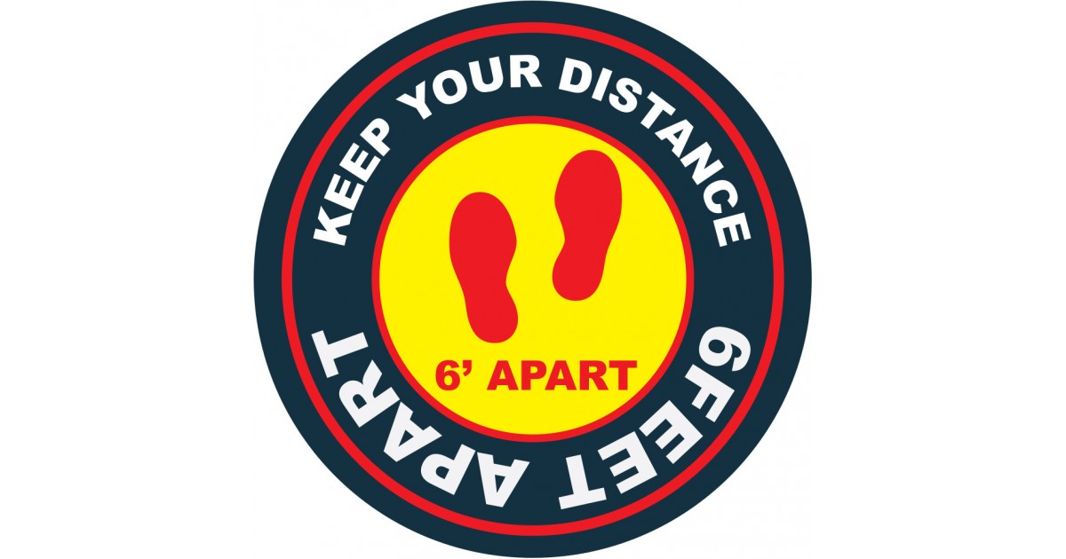Pack of 20 Pre-Printed Floor Stickers 12 inch - Keep Your Distance