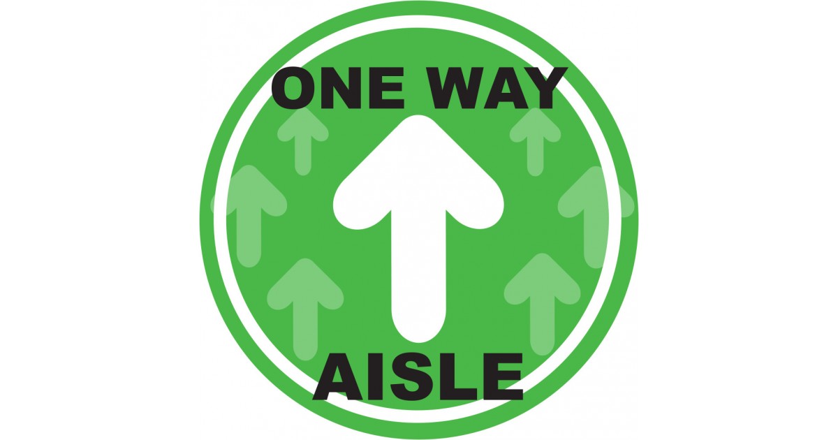 One Way Aisle 12" floor stickers
