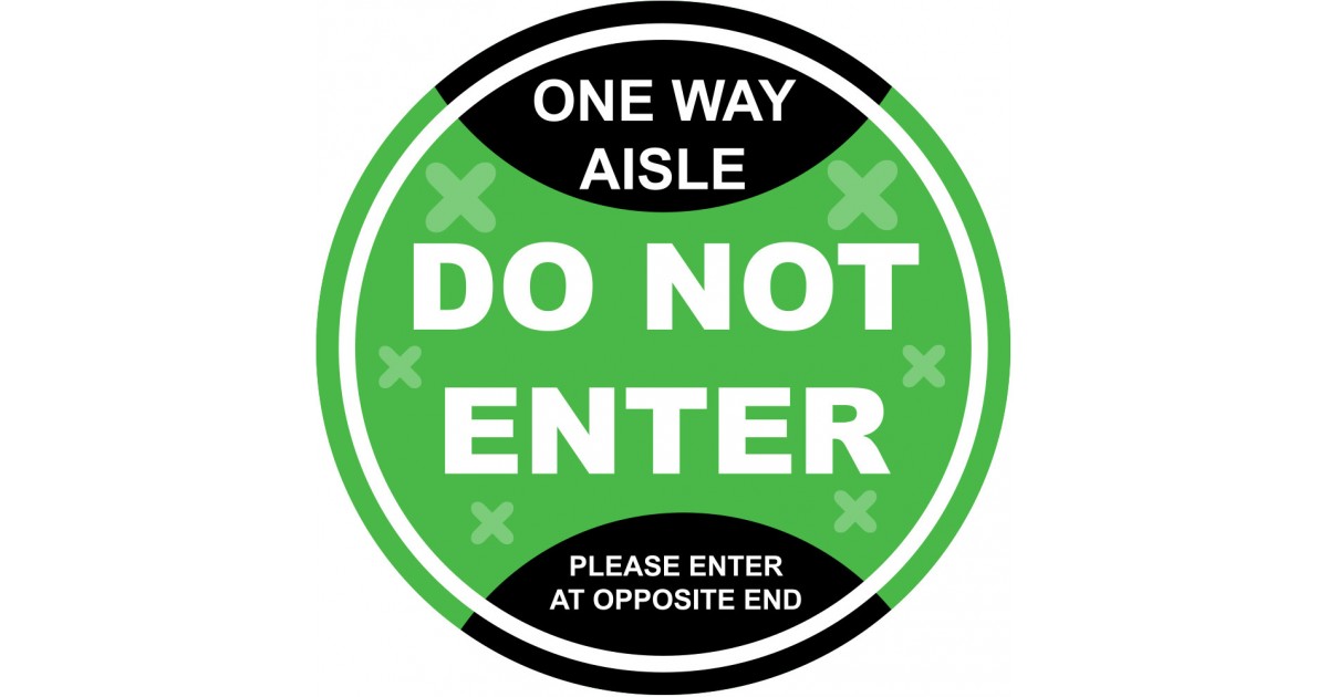 Pre-Printed 12" Floor Sticker Signs - One Way Aisle- Pack of 20