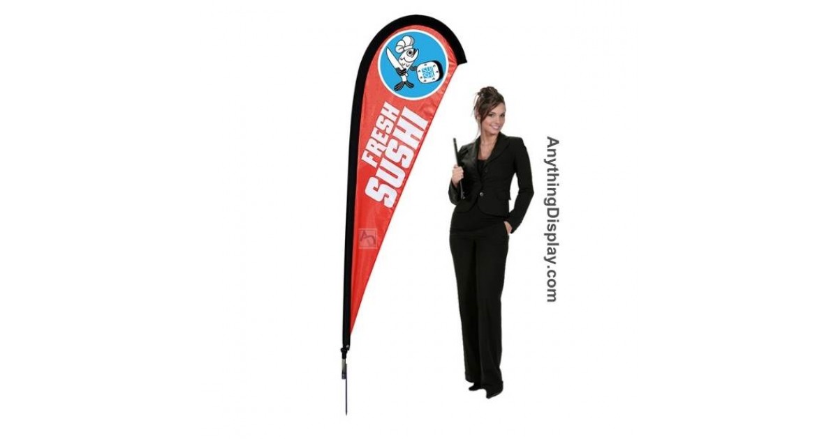 7.5 ft. Sunbird Teardrop Spike-Base flying Flag for Outdoor Advertising